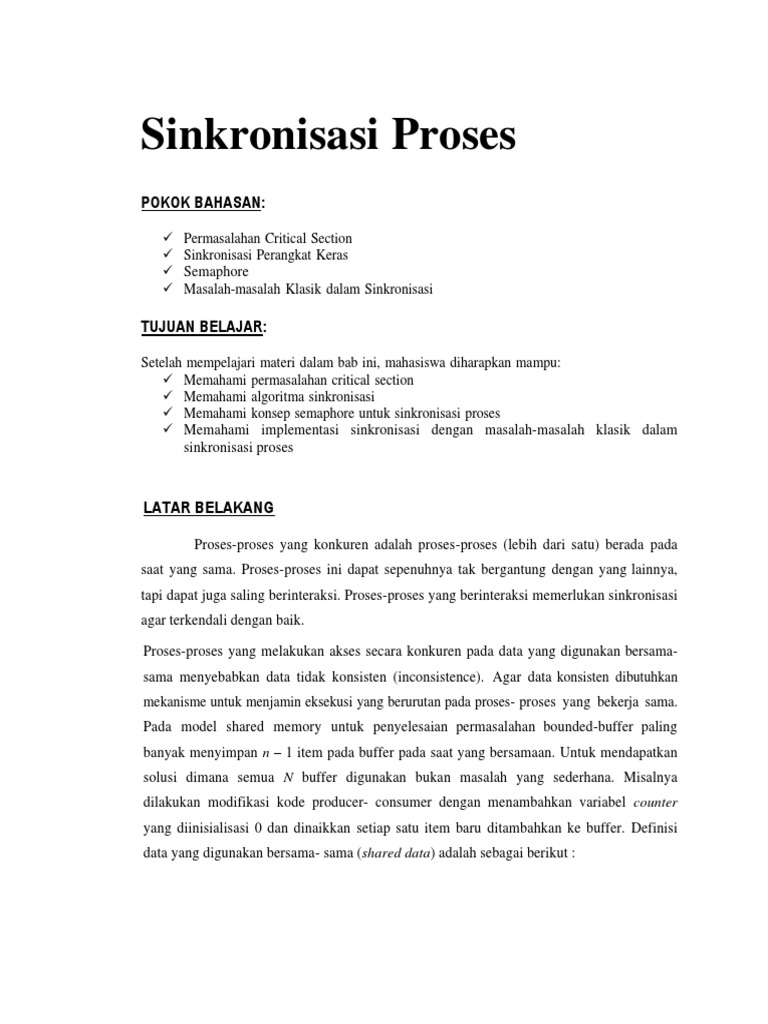 Sinkronisasi Proses | PDF
