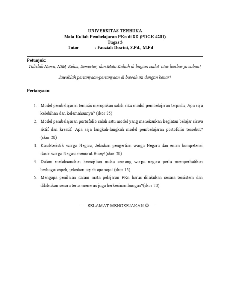 Tugas 3 PKN Ut | PDF | Karier & Perkembangan