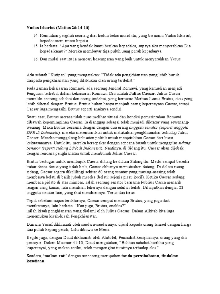 Yudas Iskariot (Khotbah) | PDF | Ilmu Sosial | Sejarah