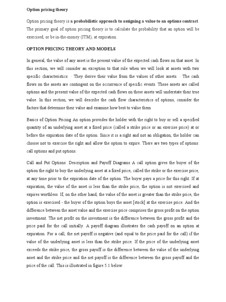 Option Pricing Theory | PDF | Option (Finance) | Put Option