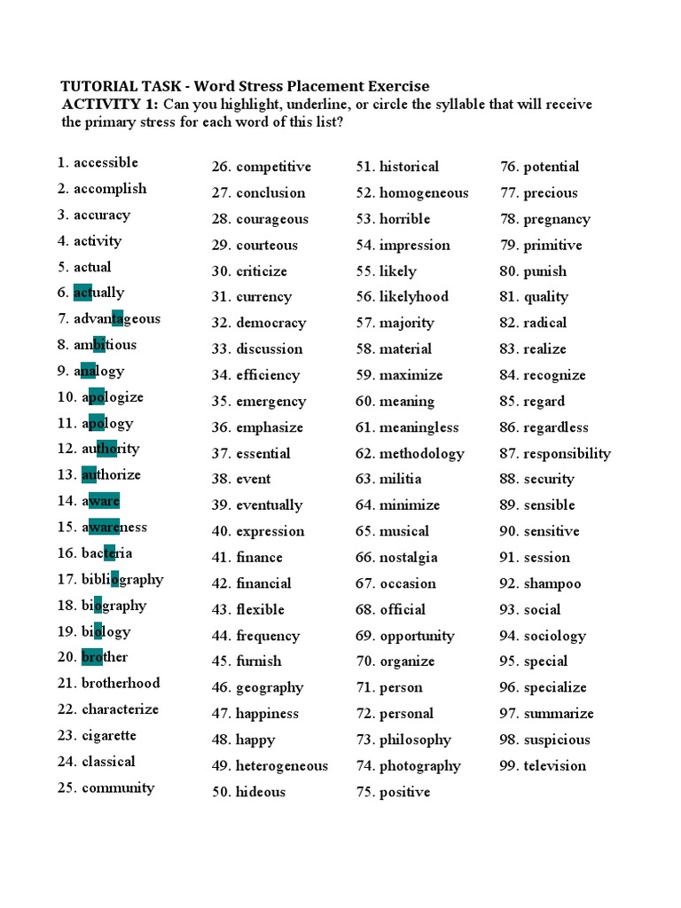 Tutorial Stress and Intonation | PDF | English Language | Stress ...