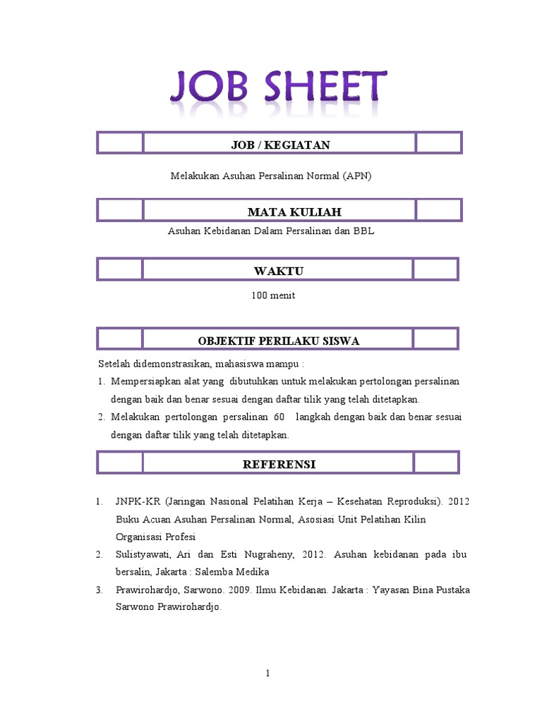 Job Sheet Persalinan | PDF