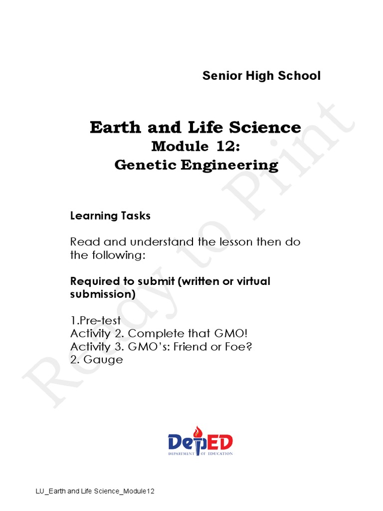 Earth and Life Science Q2 Mod12 Genetic Engineering Version1 | PDF ...