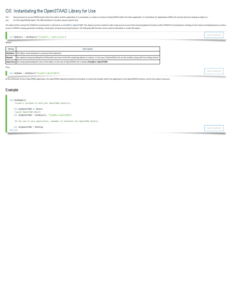 OS. Instantiating The OpenSTAAD Library For Use | PDF | Visual Basic For Applications ...