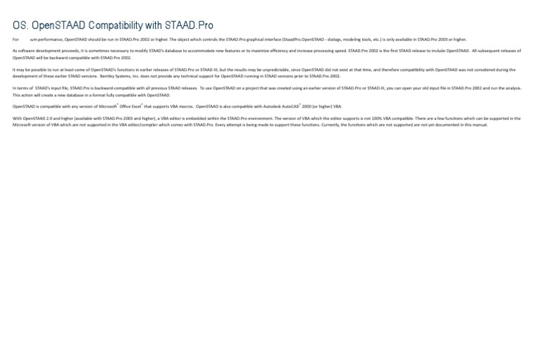 OS. OpenSTAAD Compatibility With STAAD - Pro | PDF