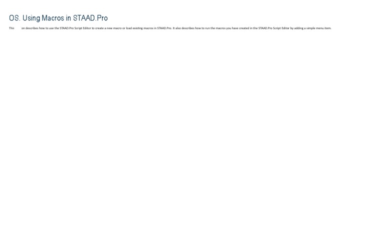 OS. Using Macros in STAAD - Pro | PDF