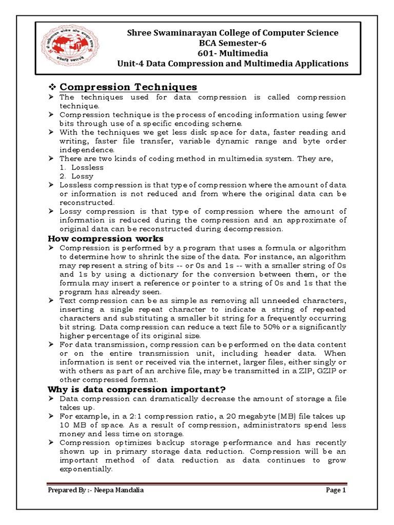 Compression Techniques | PDF | Computer Data Storage | Data Compression