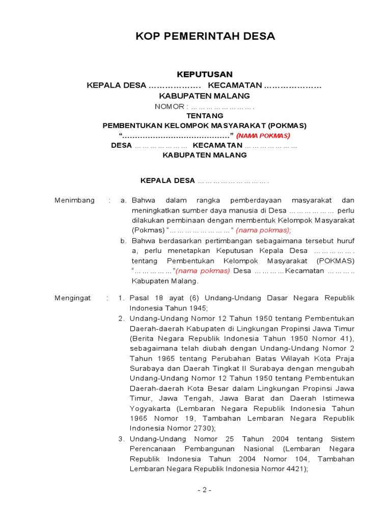 6.SK Pokmas (Contoh) | PDF