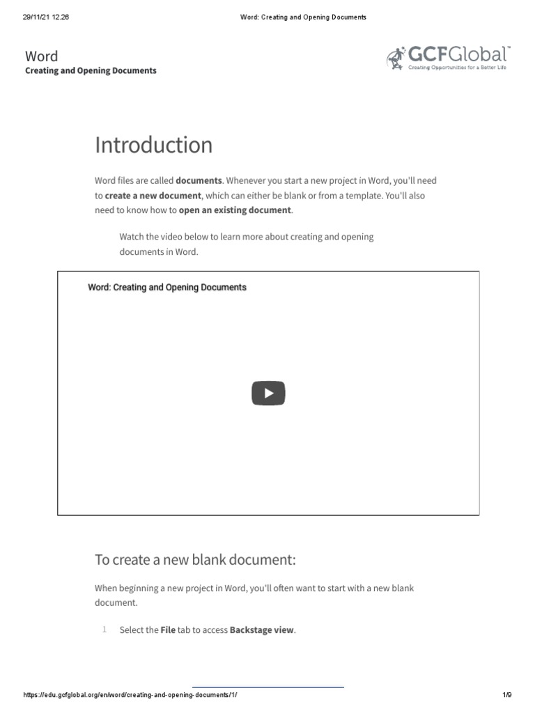 Word - Creating and Opening Documents | PDF | Computer File | Microsoft Word
