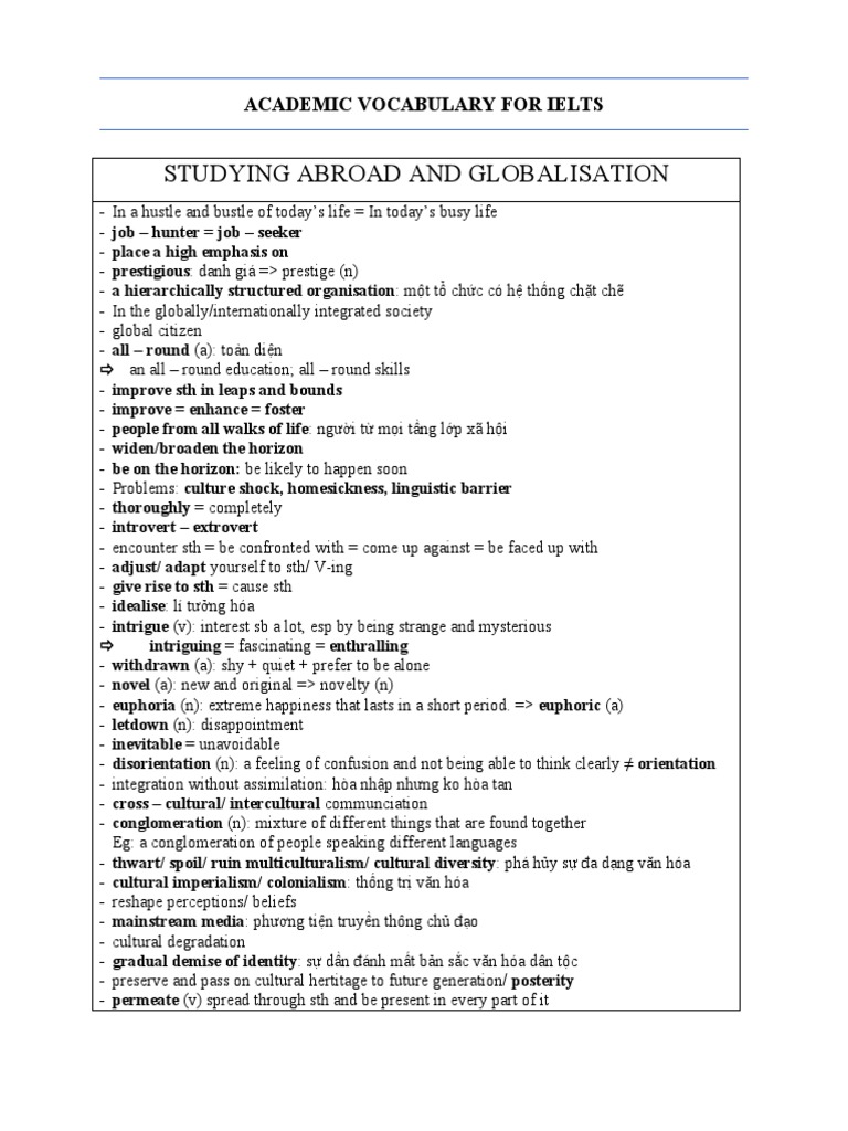 Academic Vocabulary For Ielts | PDF | Recession