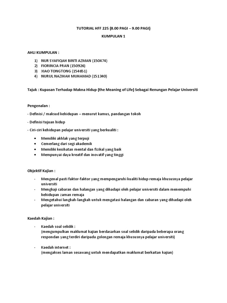 Hff225 - Group 1 | PDF