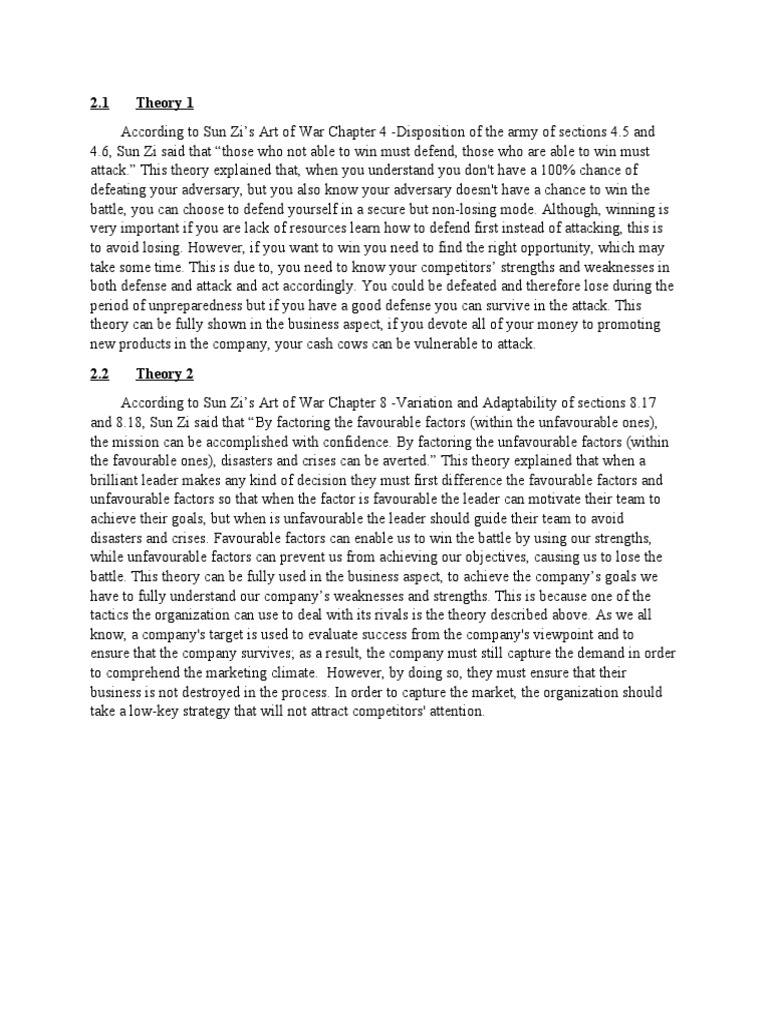 Sun Zi's Theories Assignment | PDF | Cognition
