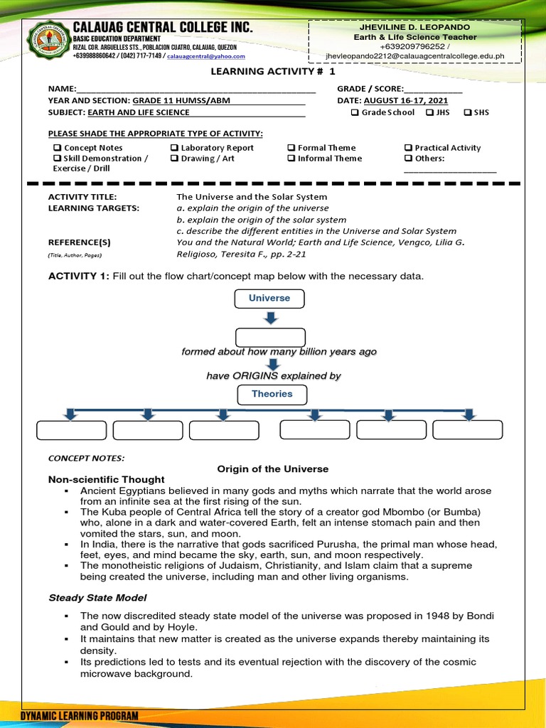 Exploring Cosmic Origins: Students Complete Activities on the Formation ...