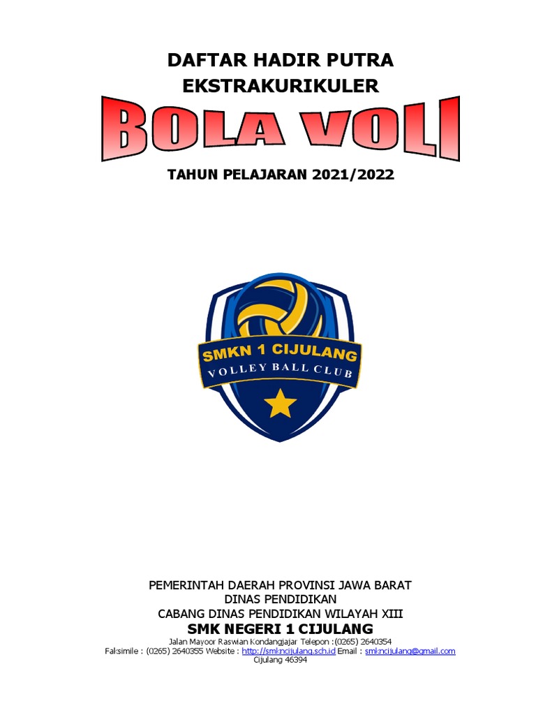 Cover Daftar Hadir Ekskul Bola Voli | PDF