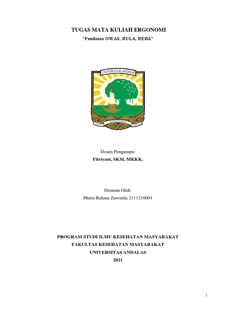 Penilaian Metode OWAS, RULA, REBA | PDF