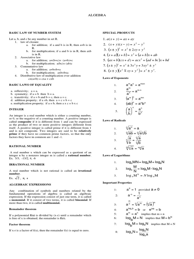 Gmas Algebra | PDF | Factorization | Quadratic Equation