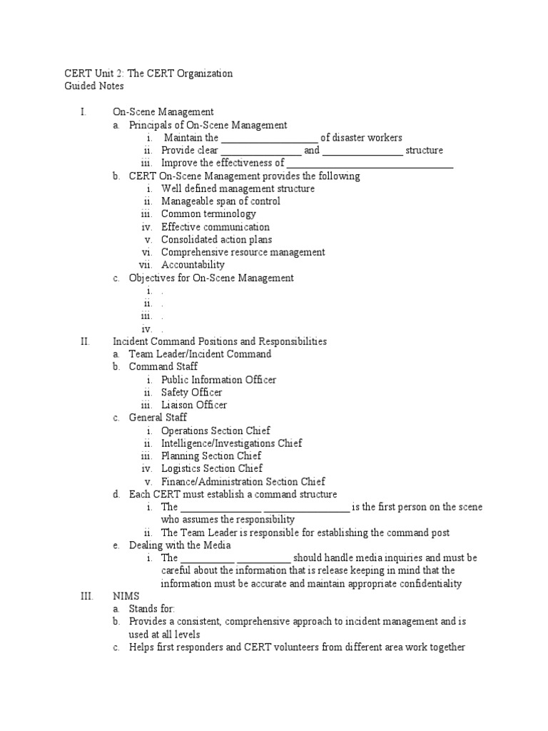 CERT Team Structure and Management | PDF | Incident Command System ...
