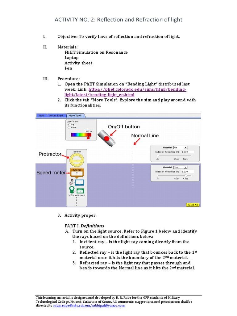 ACTIVITY NO. 2: Reflection and Refraction of Light: Light/latest ...