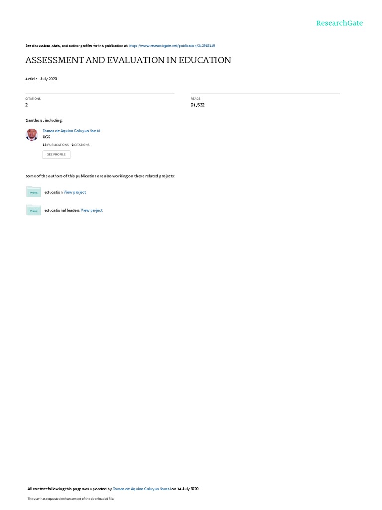 Assessment and Evaluation in Education | Download Free PDF ...