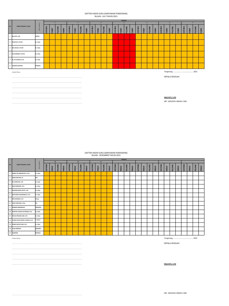 Buku Absen Manual TTD | PDF
