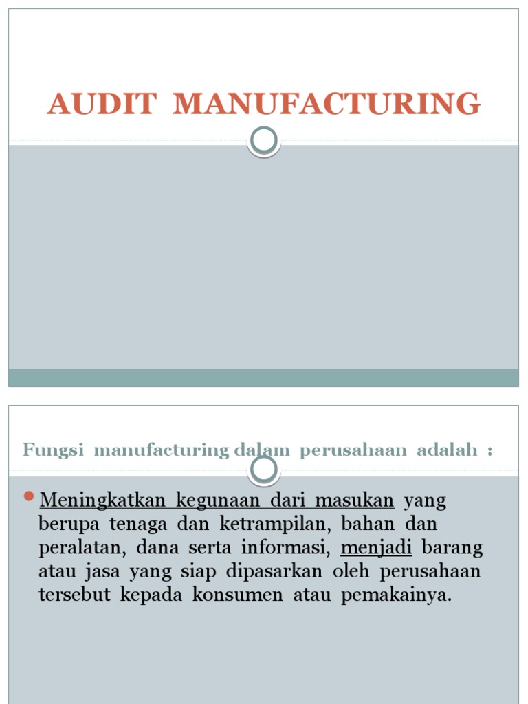 Audit Manufacturing | PDF