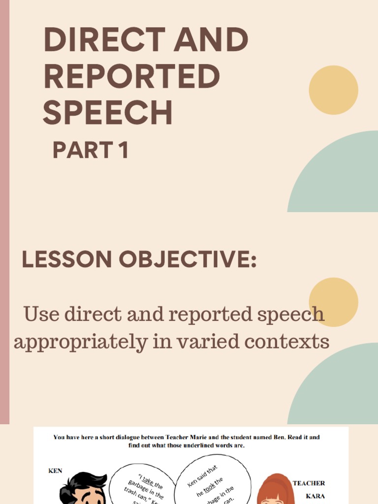 Direct and Reported Speech | PDF | Verb | Grammatical Tense