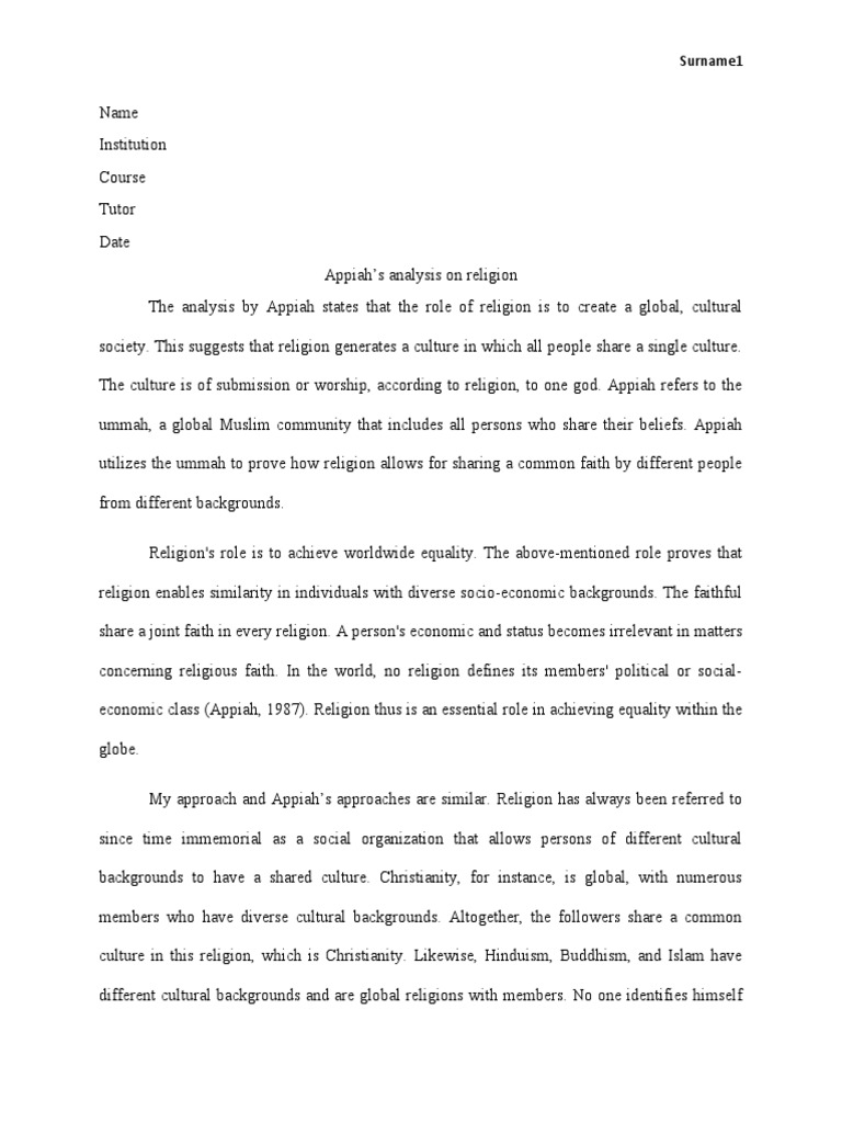 Appiah's Analysis Ddon Religion - Edited | PDF