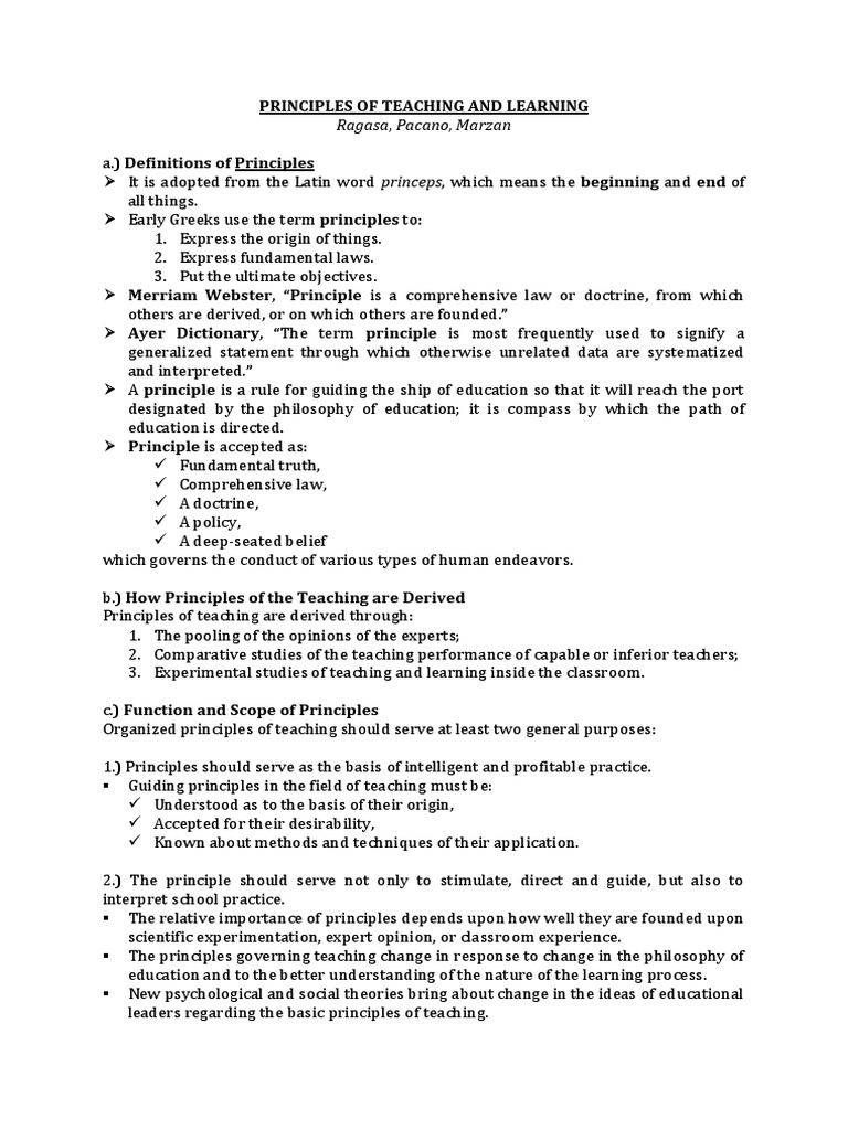 Principles of Teaching and Learning | PDF | Learning | Teachers