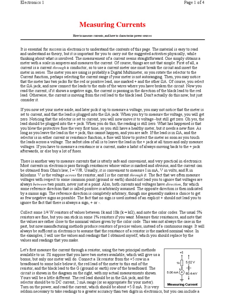 Measuring Currents: How To Measure Currents, and How To Characterize ...