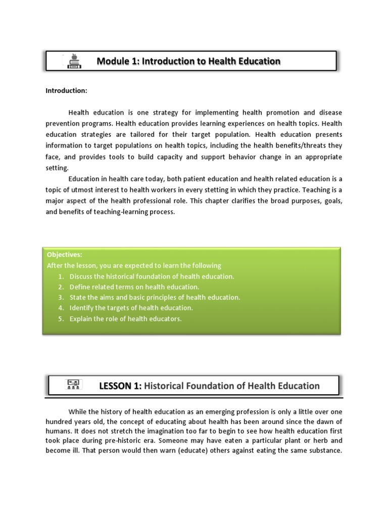 Introduction to Health Education Concepts | PDF | Health Education ...
