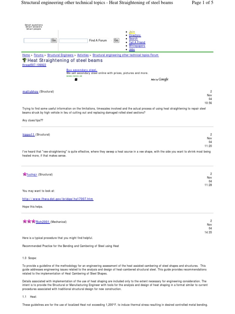 Eng Tips | PDF | Structural Steel | Bending