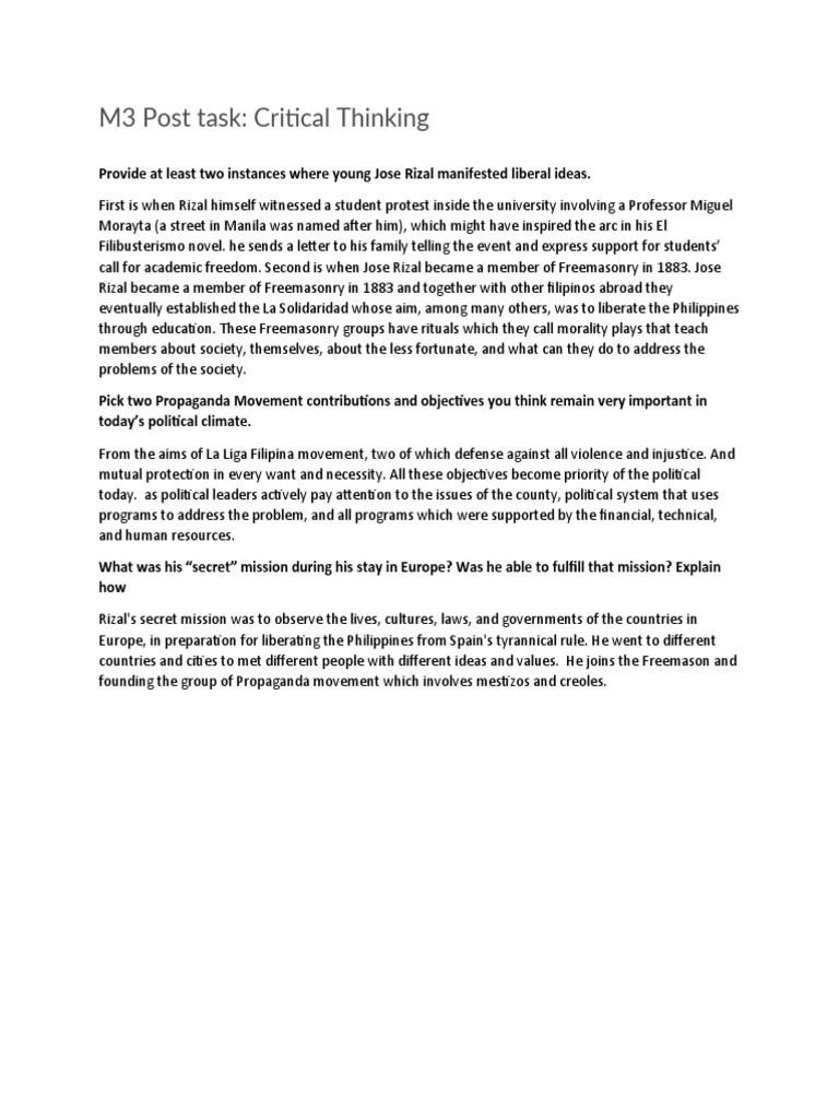 M3 Post Task: Critical Thinking | PDF