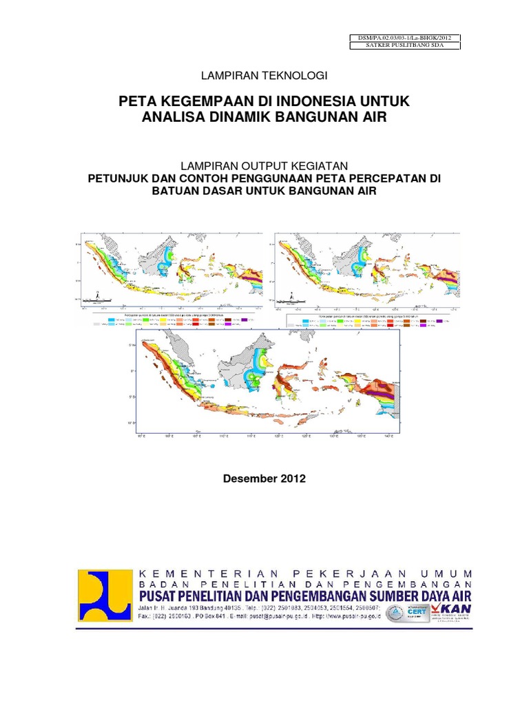 PETUNJUK & PENGGUNAAN PETA GEMPA 2010 (Puslitbang SDA, 2012) | PDF
