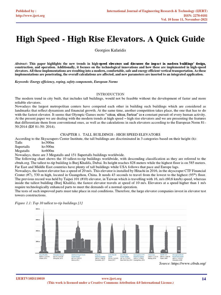 High Speed High Rise Elevators A Quick Guide IJERTV10IS110010 | PDF ...