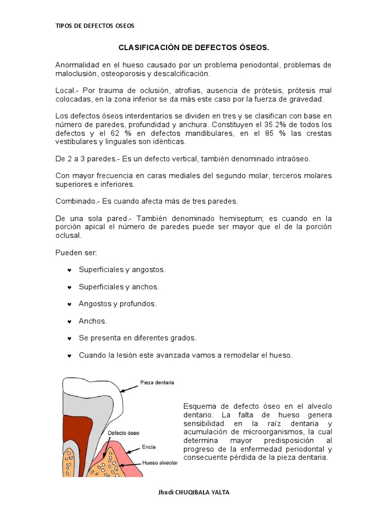 CLASIFICACIÓN DE DEFECTOS ÓSEOS | Especialidades Medicas | Medicina CLINICA