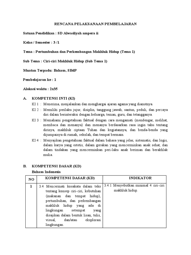 RPP PPG Kelas 1 | PDF