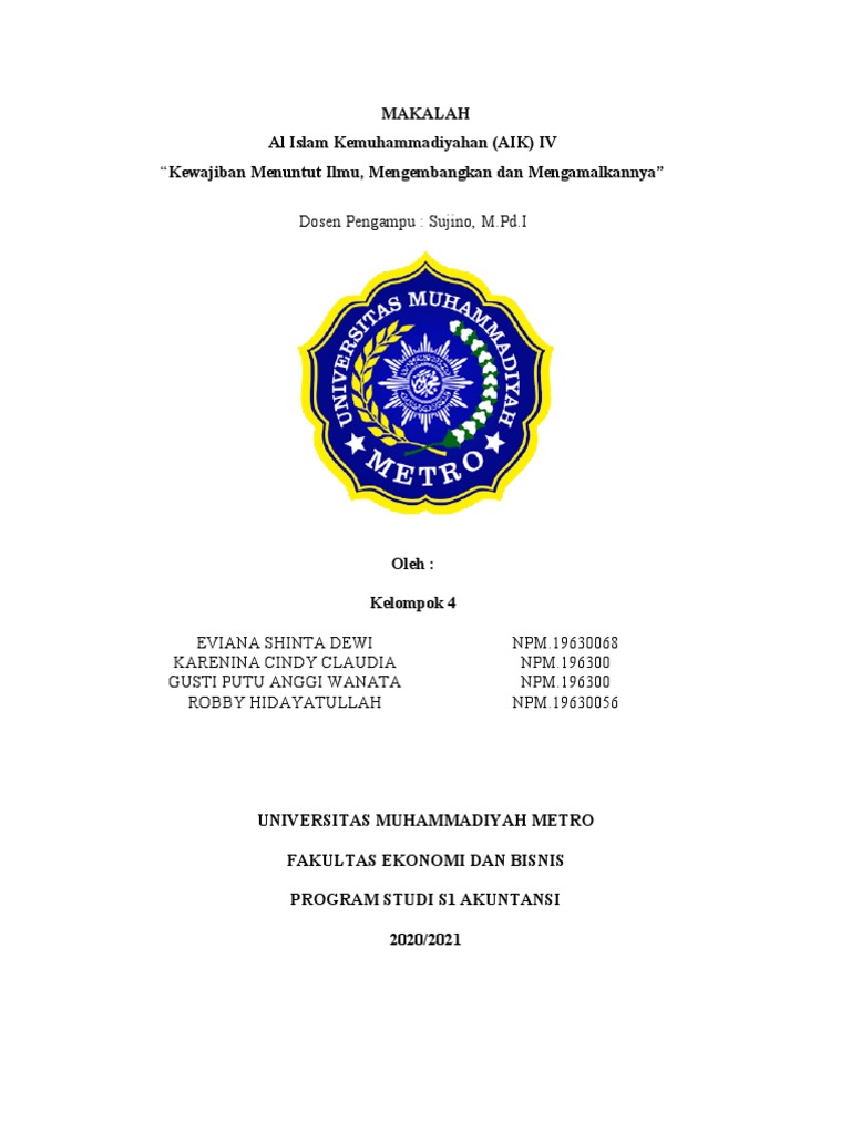 Makalah Aik IV Kelompok 4 | PDF | Karier & Perkembangan Makalah Aik IV Kelompok 4 | PDF | Karier & Perkembangan