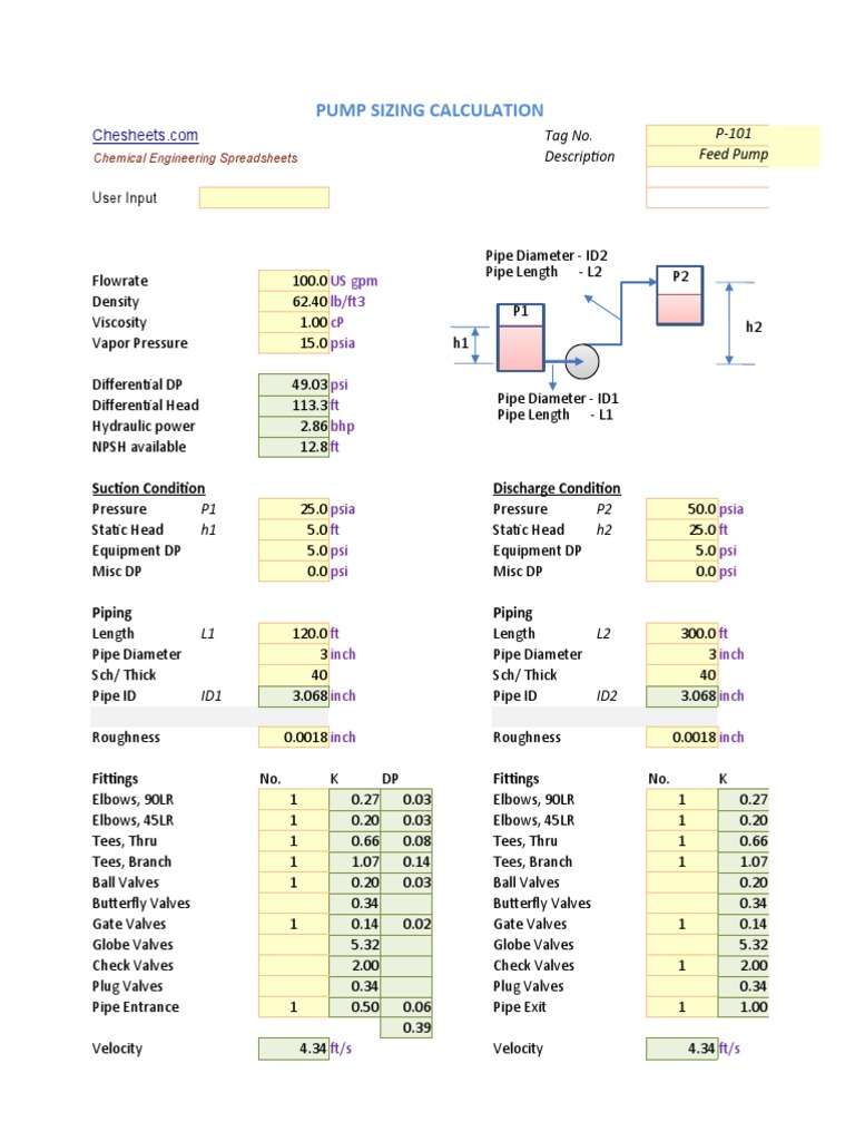Pump Sizing Calculation | PDF | Valve | Pipe (Fluid Conveyance)