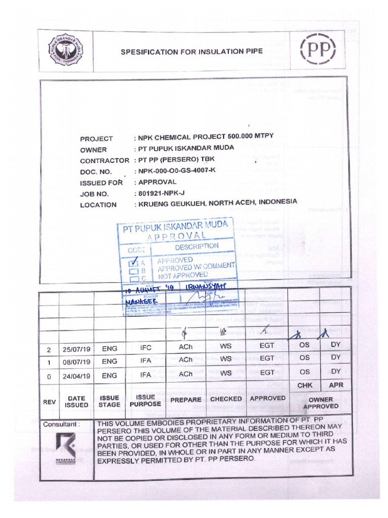 NPK 000 O0 GS 4007 K Specification For Insulation Pipe Rev 2 A | PDF ...