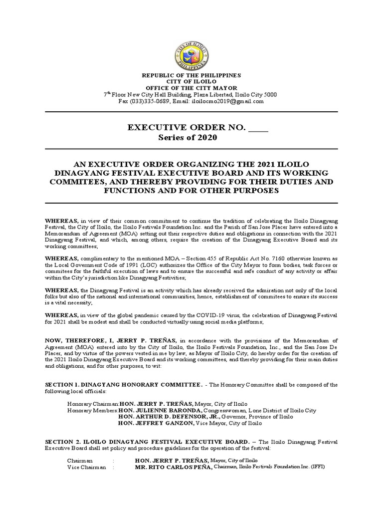 Executive Order No. - Series of 2020 | PDF | Committee | Government