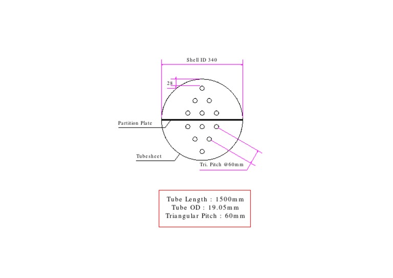 Shell ID 340: Tube Length: 1500mm Tube OD: 19.05mm Triangular Pitch ...