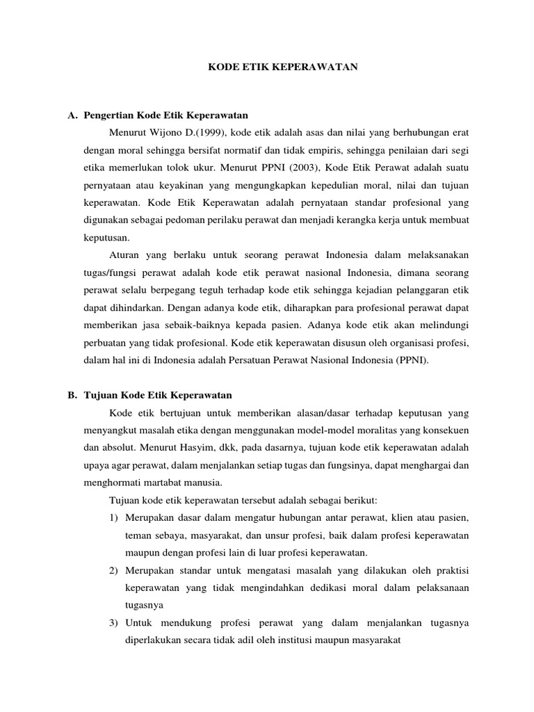 Kode Etik Keperawatan PPNI | PDF | Kesehatan Holistik