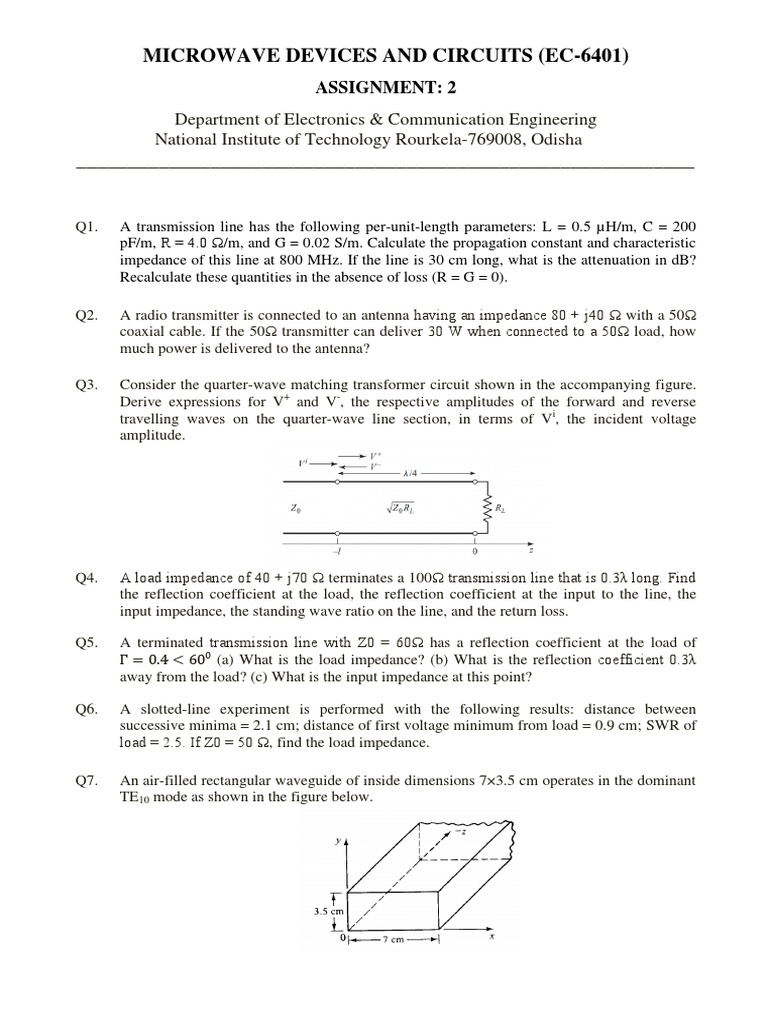 MDC Assignment 2 | PDF | Transmission Line | Waveguide