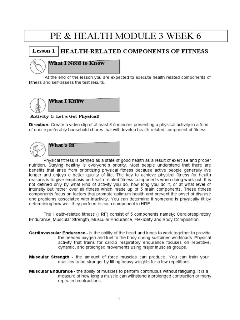 Pe & Health Module 3 Week 6: Health-Related Components of Fitness | PDF ...
