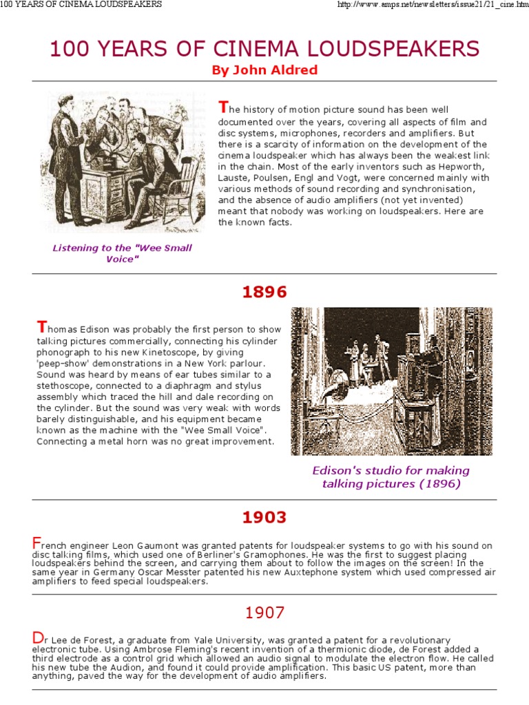 100 Years of Cinema Loudspeakers | PDF | Loudspeaker | Equalization (Audio)