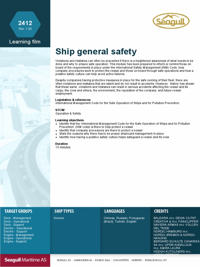 Ship Safety Management Overview | PDF | Ships | Water Transport