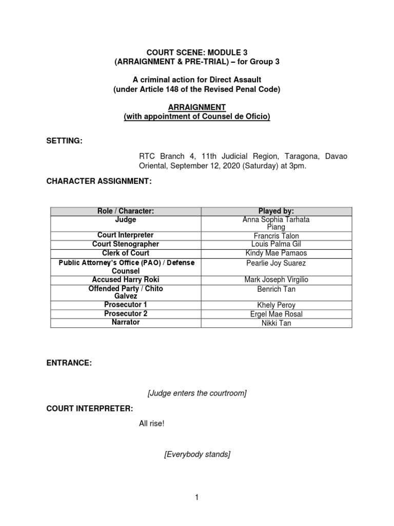 Practice Court Group 3 Script Final VersionB - Protected | PDF ...