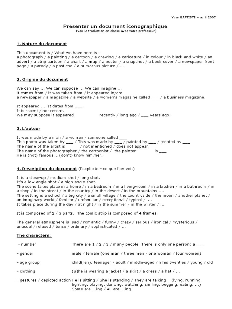 Présenter Un Document Iconographique | PDF | Cartoon