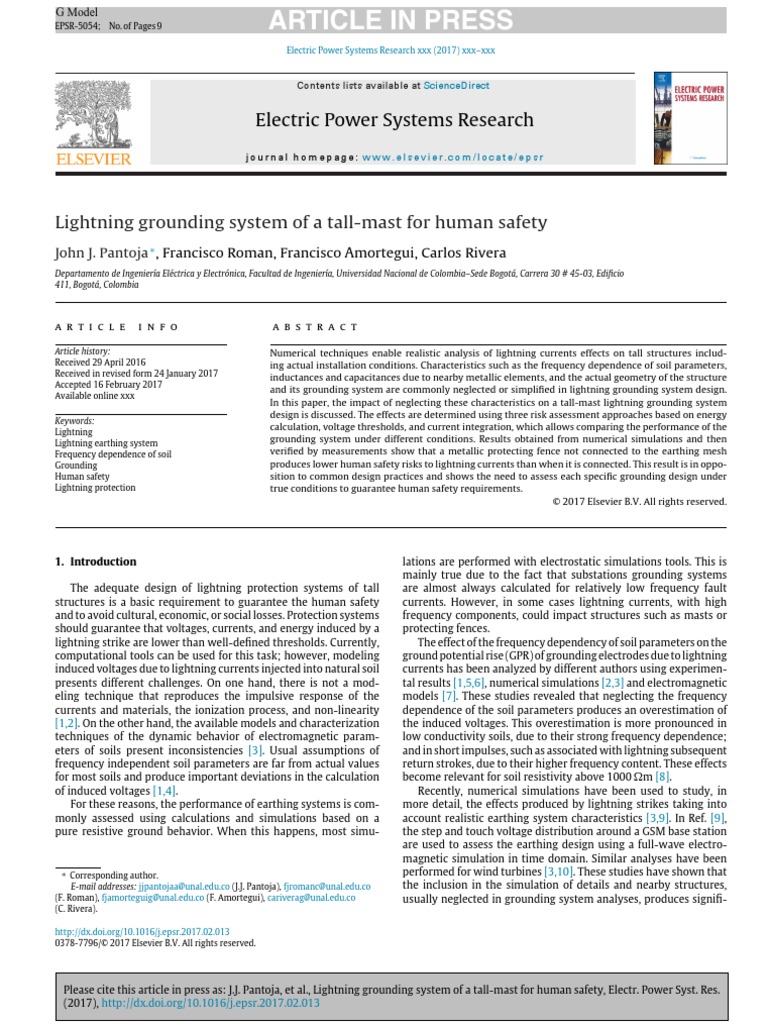 Lightning Grounding System of A Tall-Mast For Human Safety | PDF ...