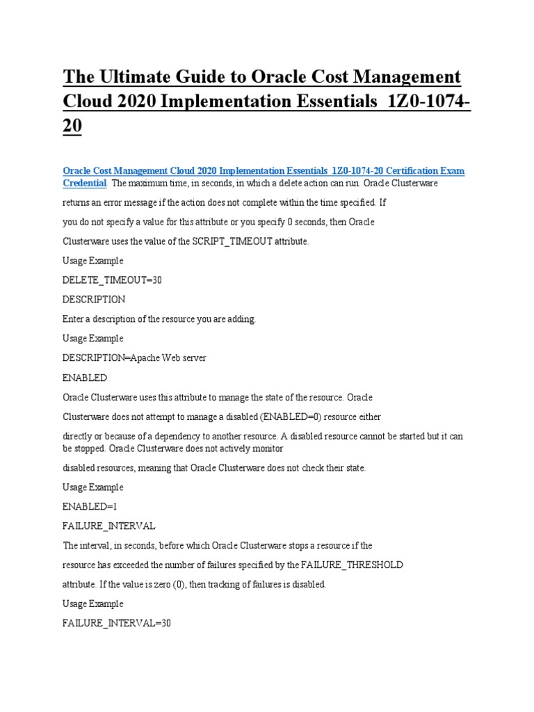The Ultimate Guide To Oracle Cost Management Cloud 2020 Implementation Essentials 1z0 1074 20